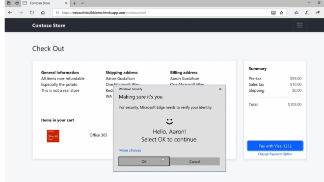 Microsoft startet Web-Authentifizierung in Edge mit Windows Hello