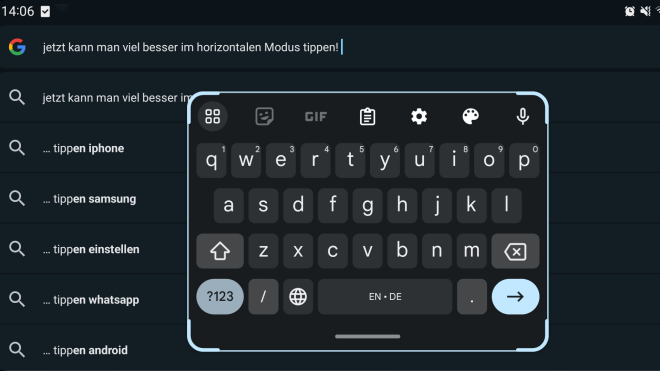Android bekommt endlich sinnvolle Tastatur für den Landscape-Modus