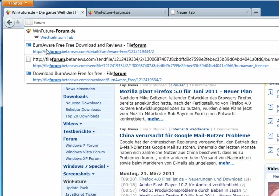 Firefox 4.0 Final ist da - Neuerungen und Download - WinFuture.de